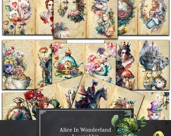 Alice in Wonderland Junk Journal Pages, Junk Journal Kit, Vintage ...