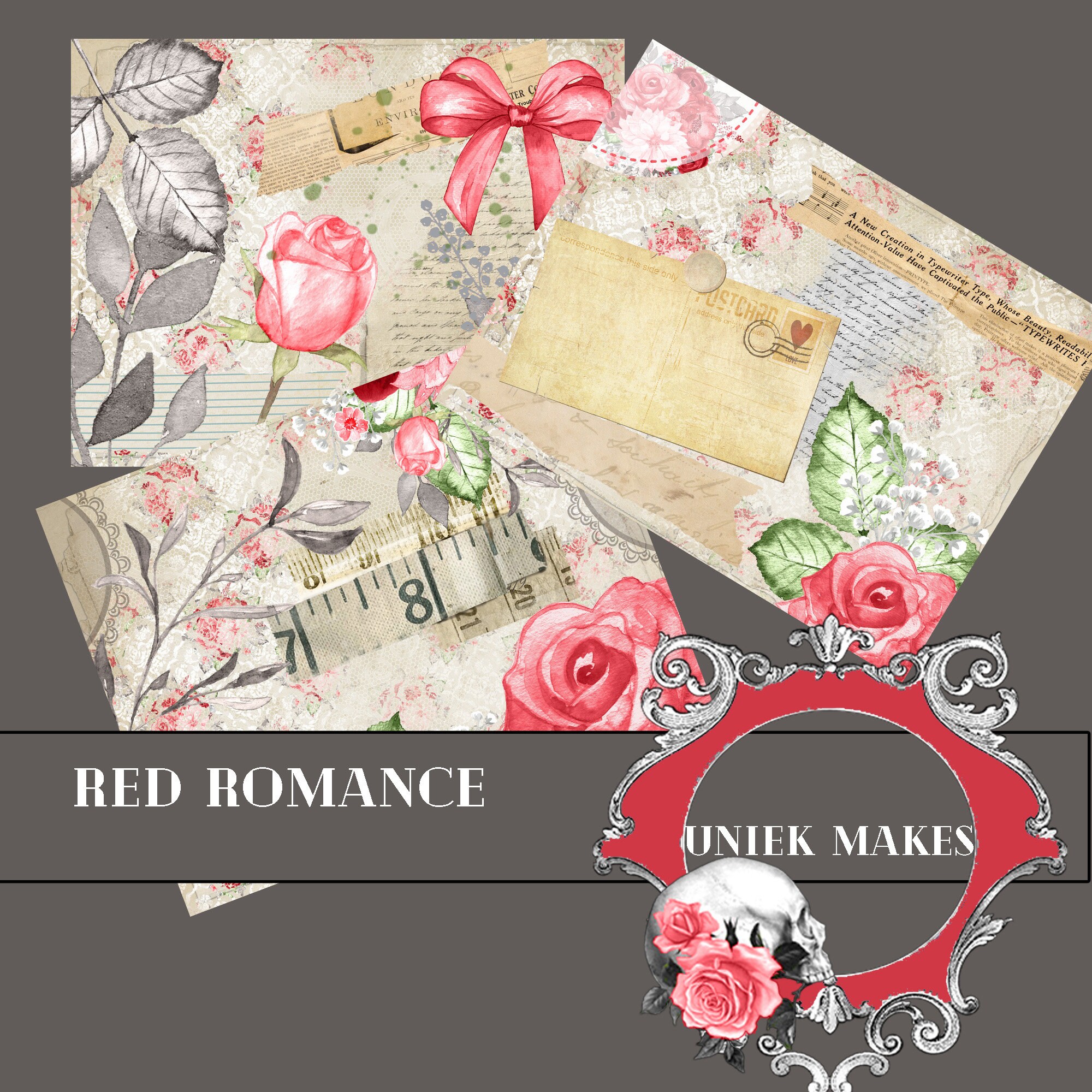 Red Romance Junk Journal Pages Digital Download Printable - Etsy