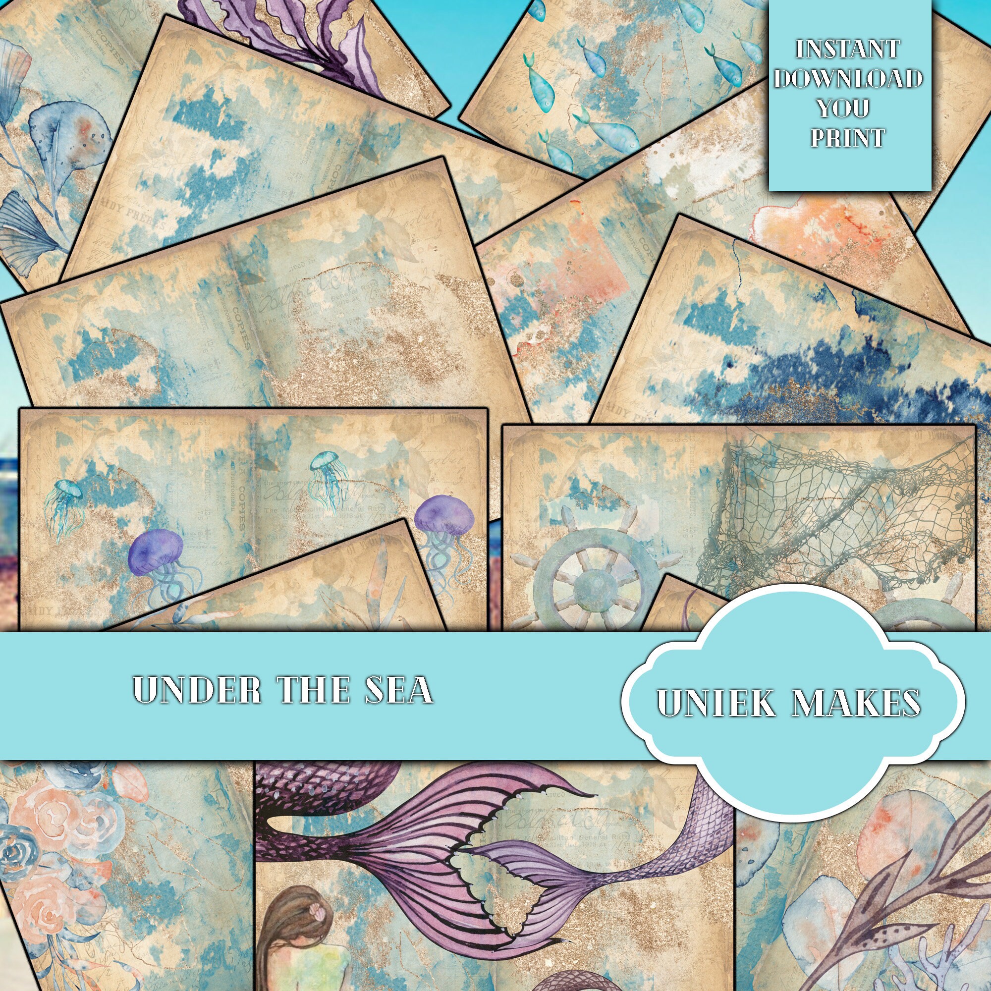 Under the Sea Background Pages Digital Download Printable - Etsy