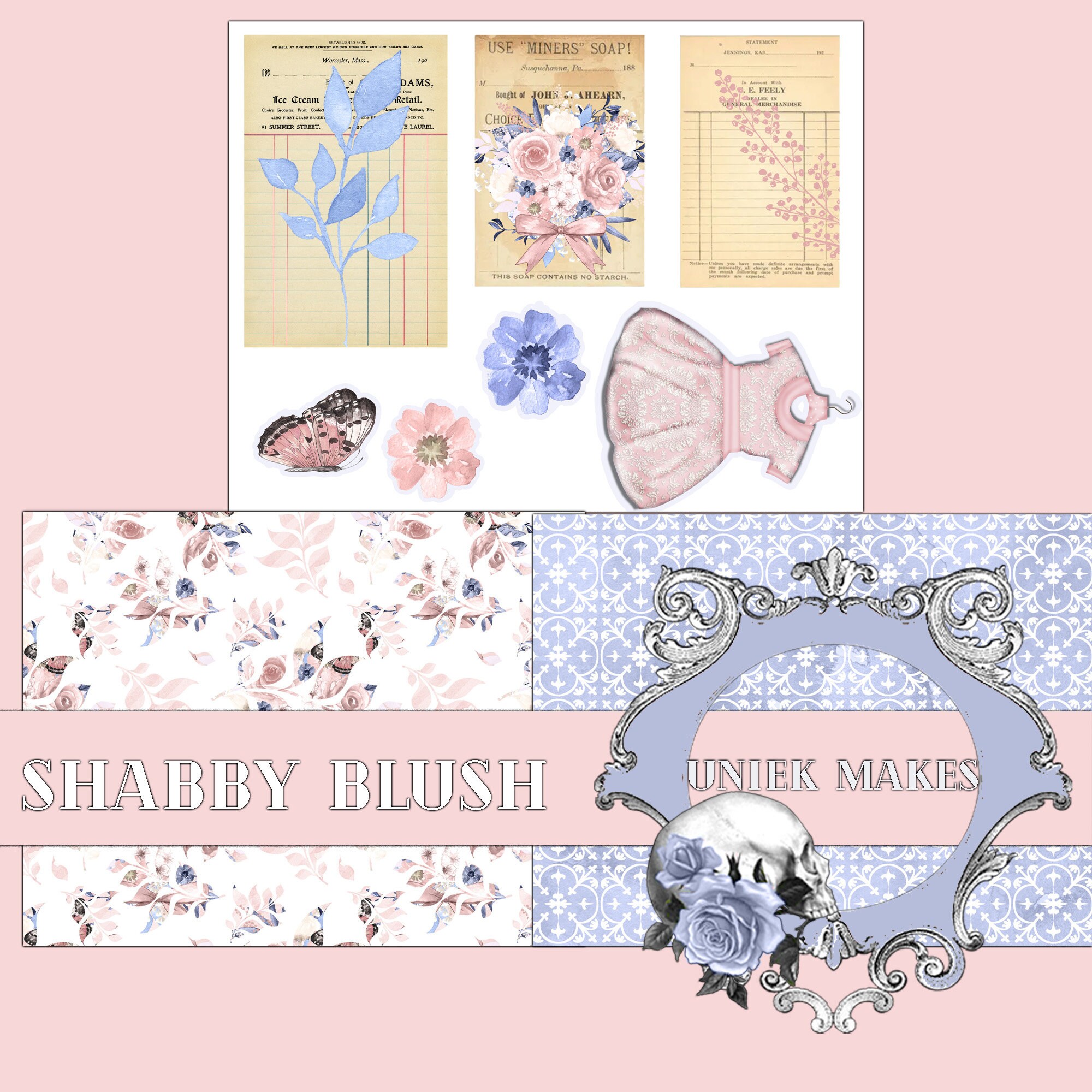 Shabby Blush Junk Journal Kit, Digital, Download, Printable, Ephemera ...
