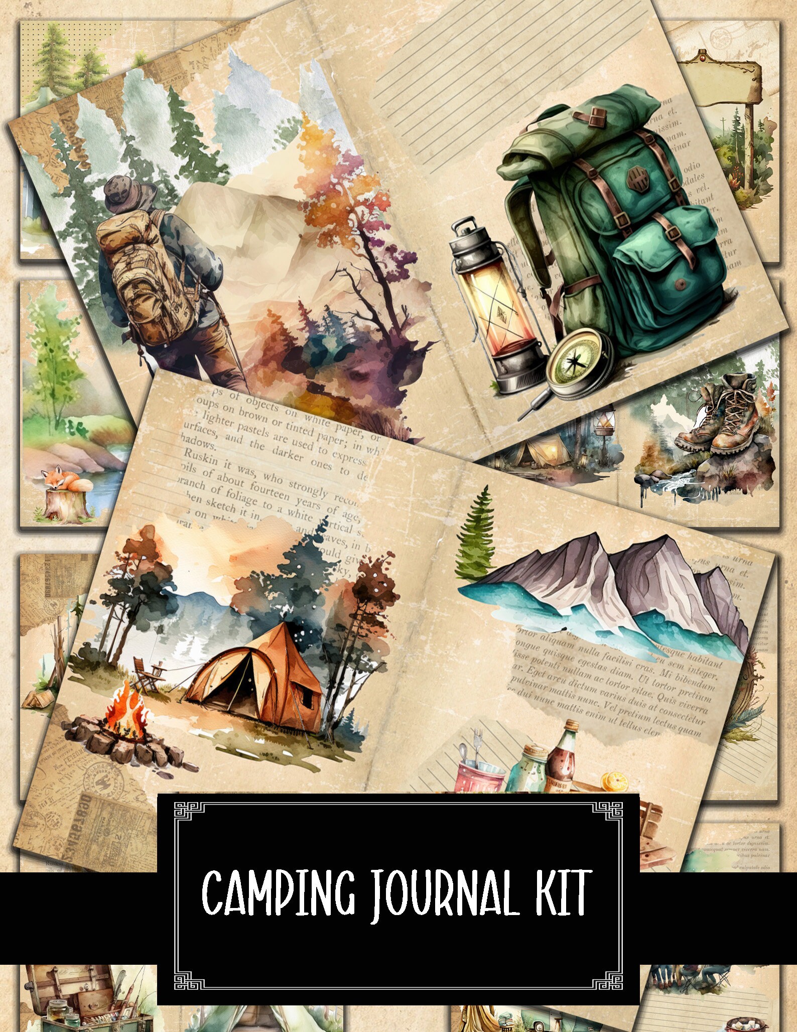 Camping Life Junk Journal Kit, Digital, Download, Printable, Ephemera ...
