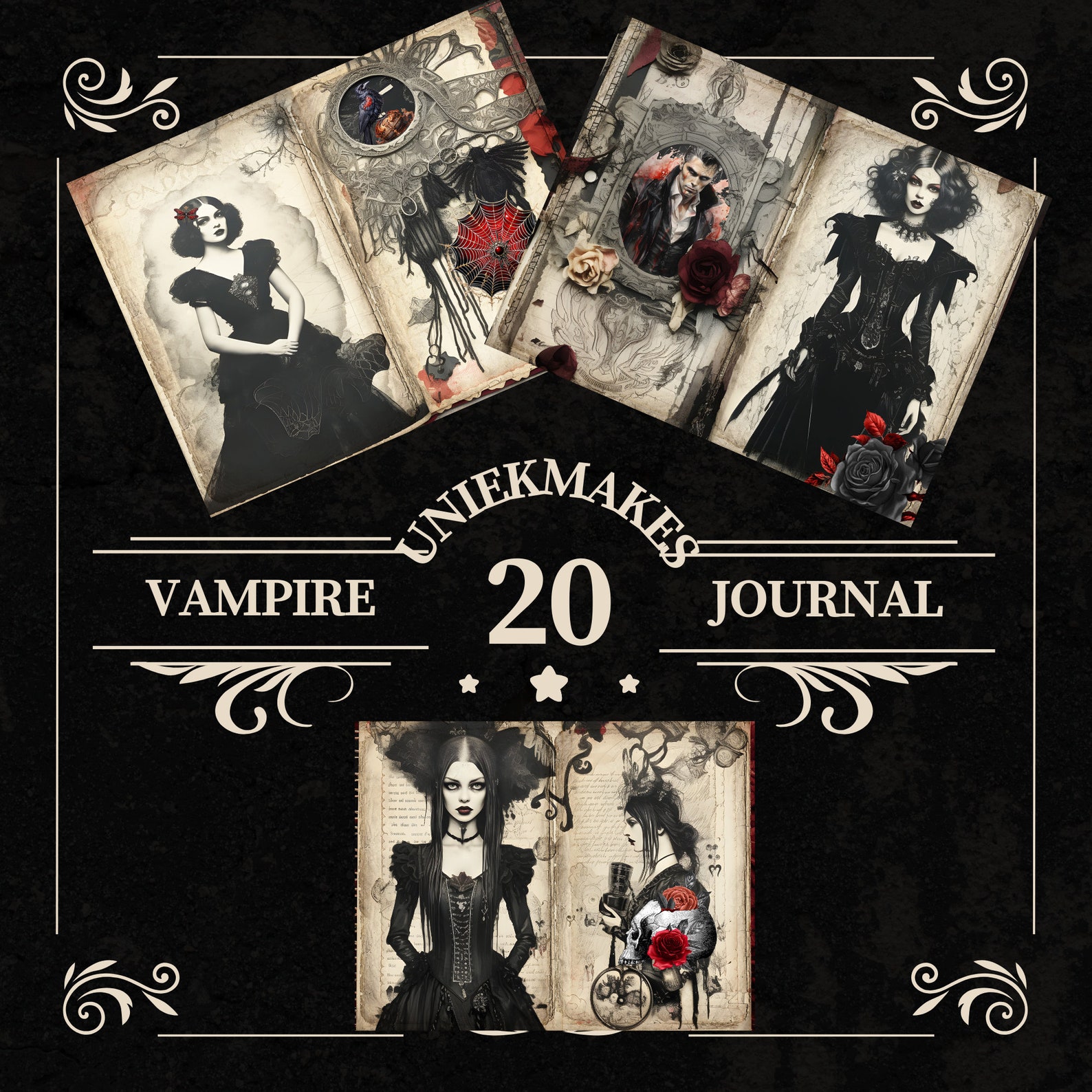 Vampire Journal Kit for Halloween, Gothic Vampire Journal Kit, Dark ...