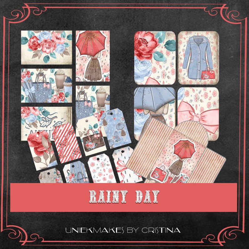 Rainy Day Junk Journal Kit, Digital, Download, Printable, Ephemera ...