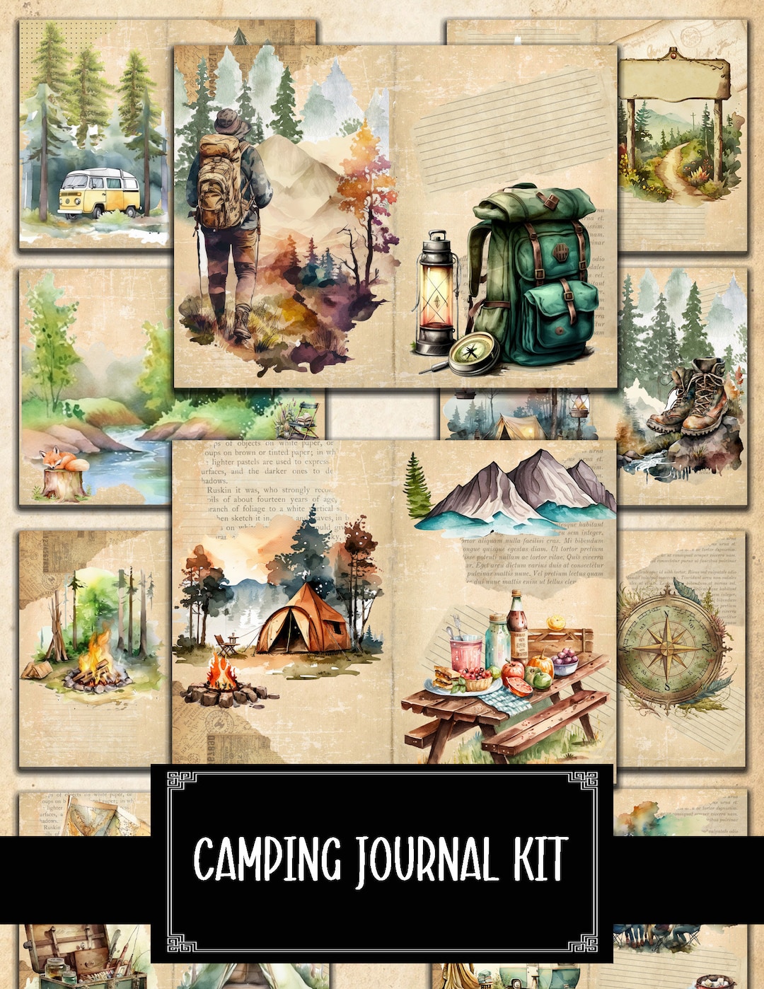 Camping Life Junk Journal Kit, Digital, Download, Printable, Ephemera ...