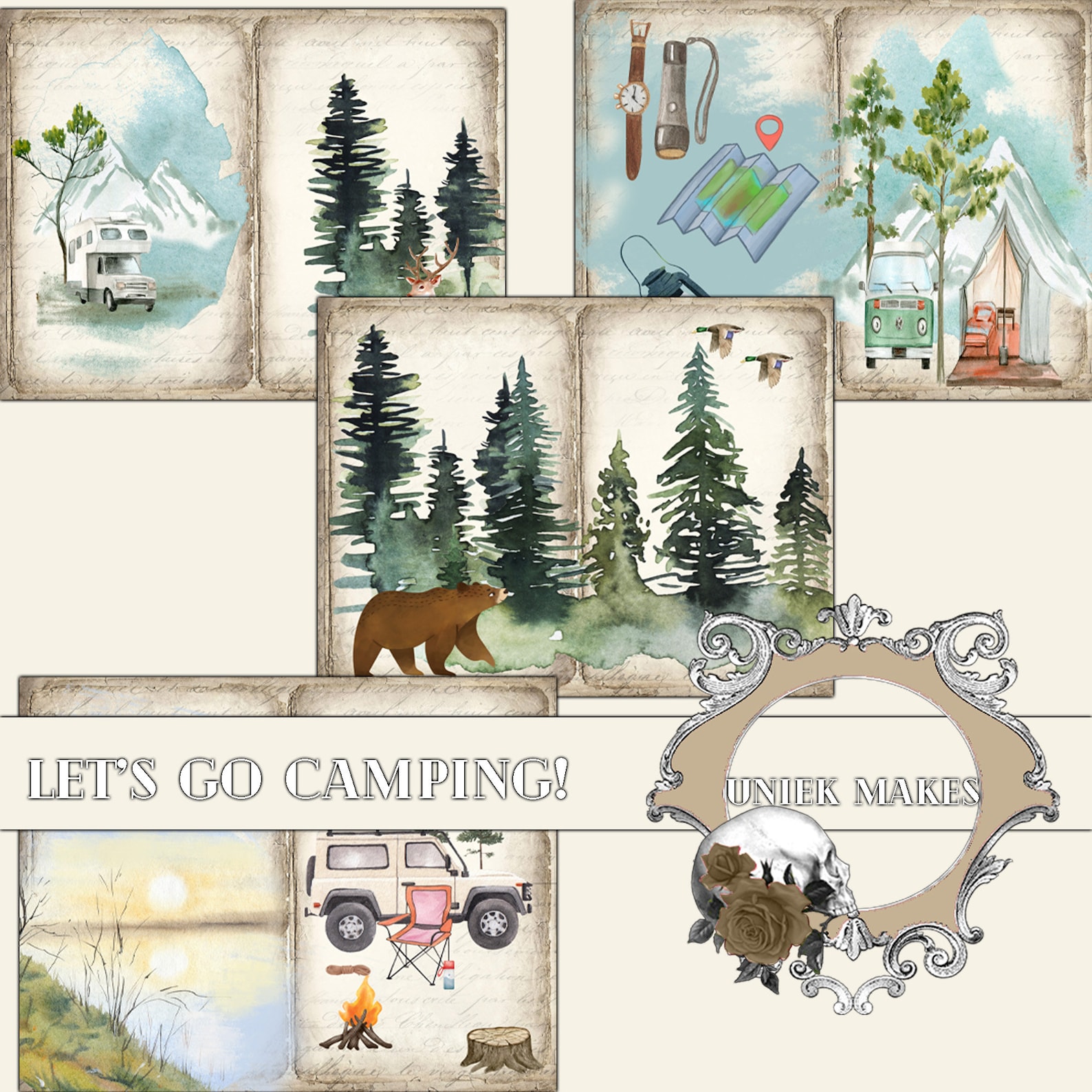 Let's Go Camping Journal Kit, Digital, Download, Printable, Ephemera ...