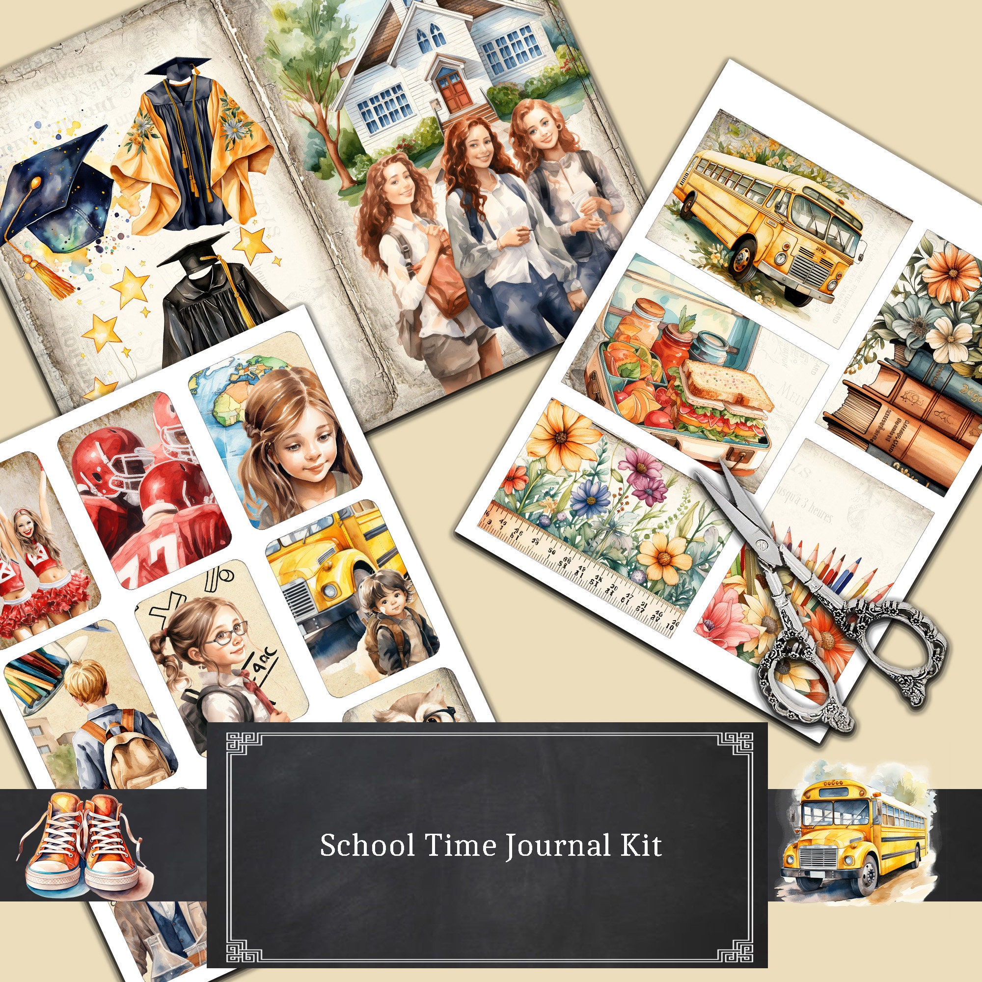 School Time Journal Kit, Digital, Download, Printable, Ephemera ...