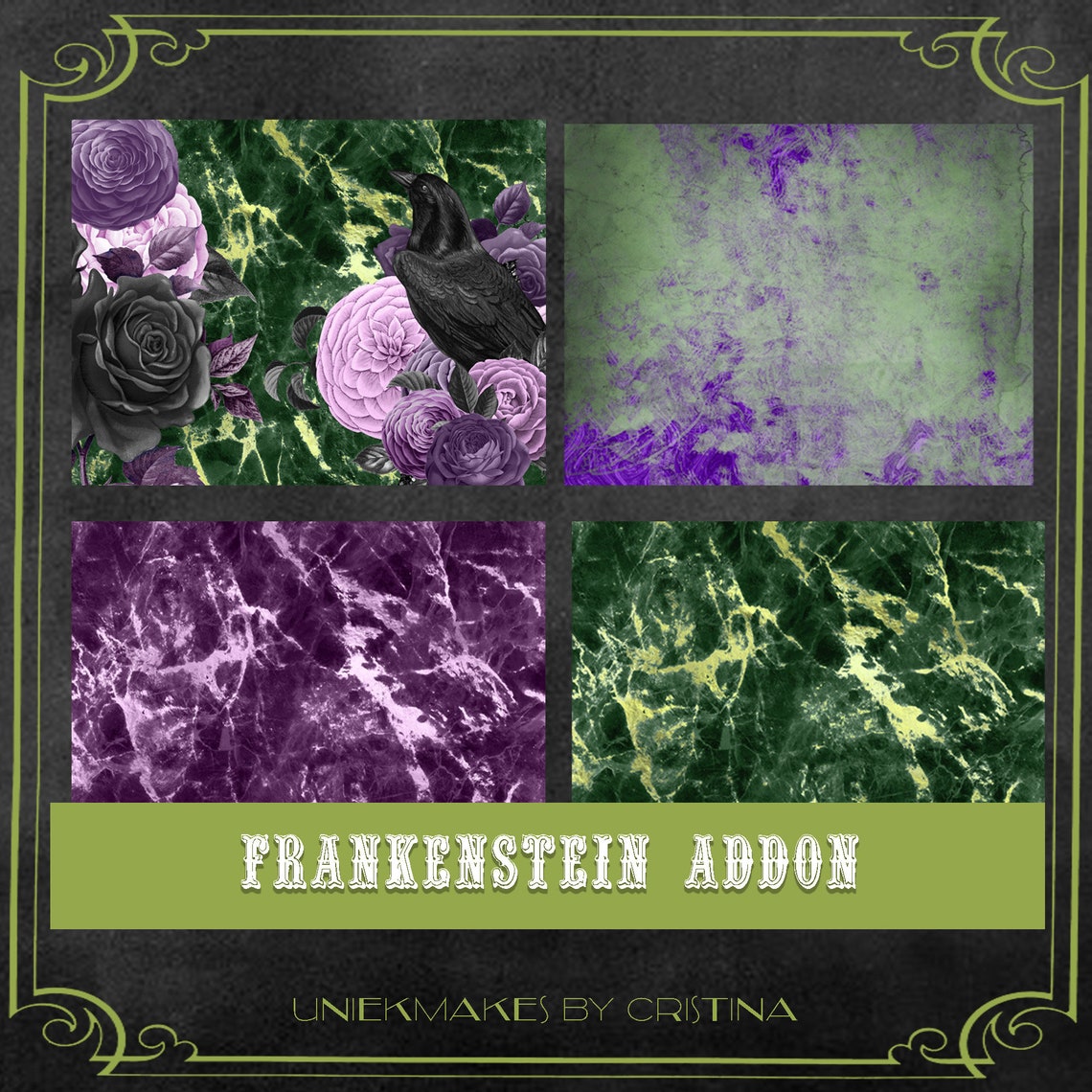 Frankenstein Junk Journal Kit Add-on, Backgrounds, Digital, Download ...