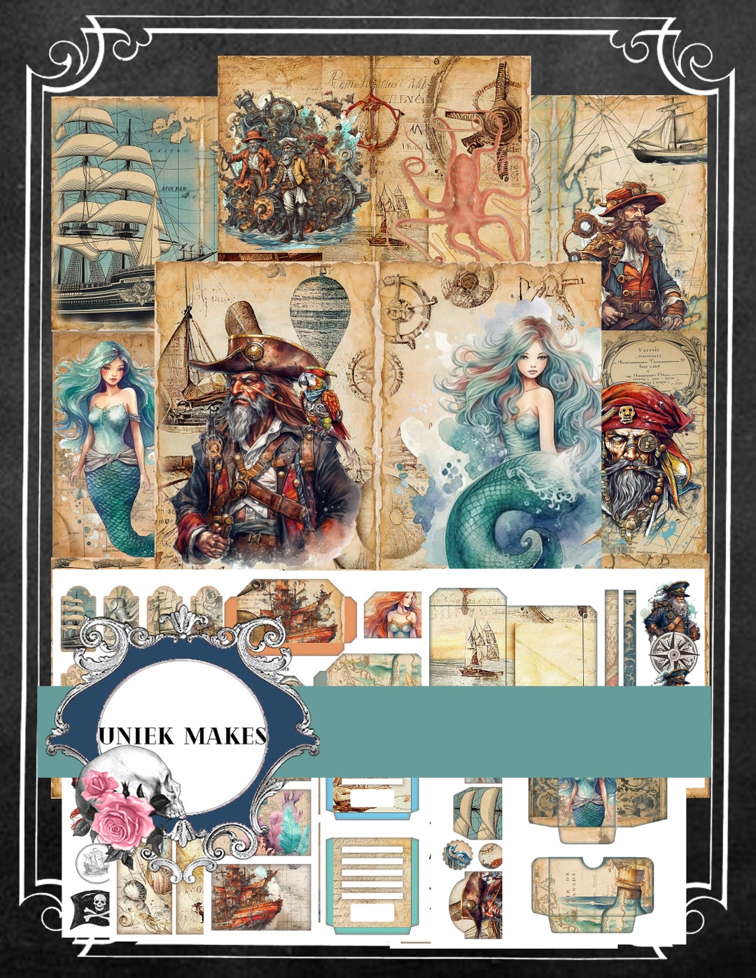 Pirate Junk Journal Kit, Nautical, Digital, Download, Printable ...