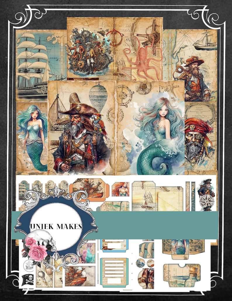 Pirate Junk Journal Kit, Nautical, Digital, Download, Printable ...