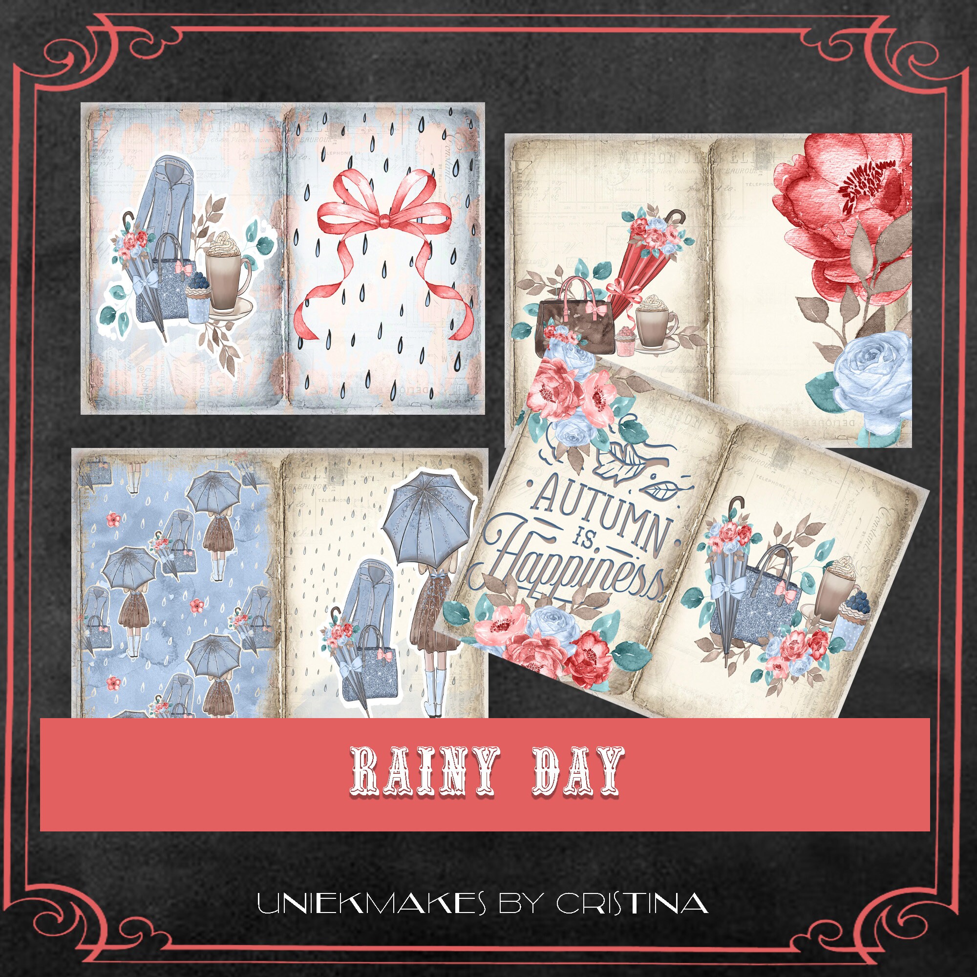 Rainy Day Junk Journal Kit, Digital, Download, Printable, Ephemera ...