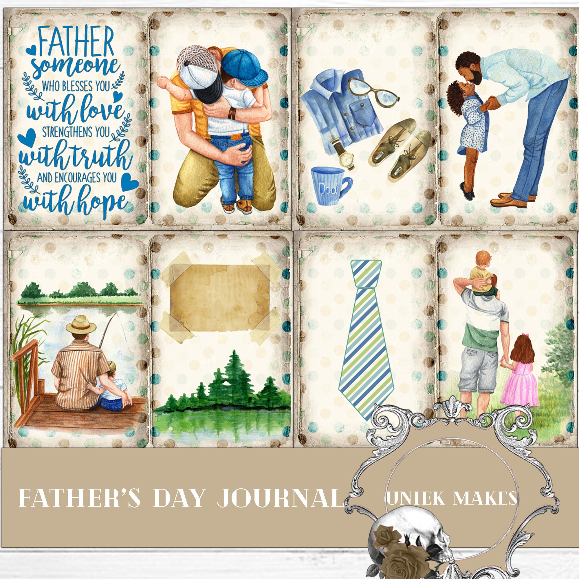 Father's Day Junk Journal Pages, Digital, Download, Printable, Ephemera ...