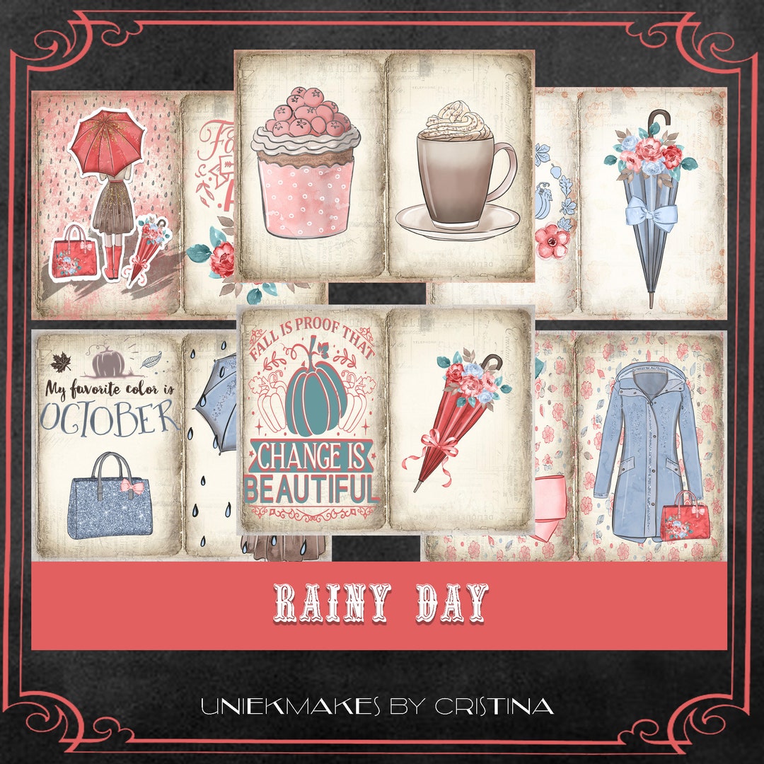 Rainy Day Junk Journal Kit, Digital, Download, Printable, Ephemera ...