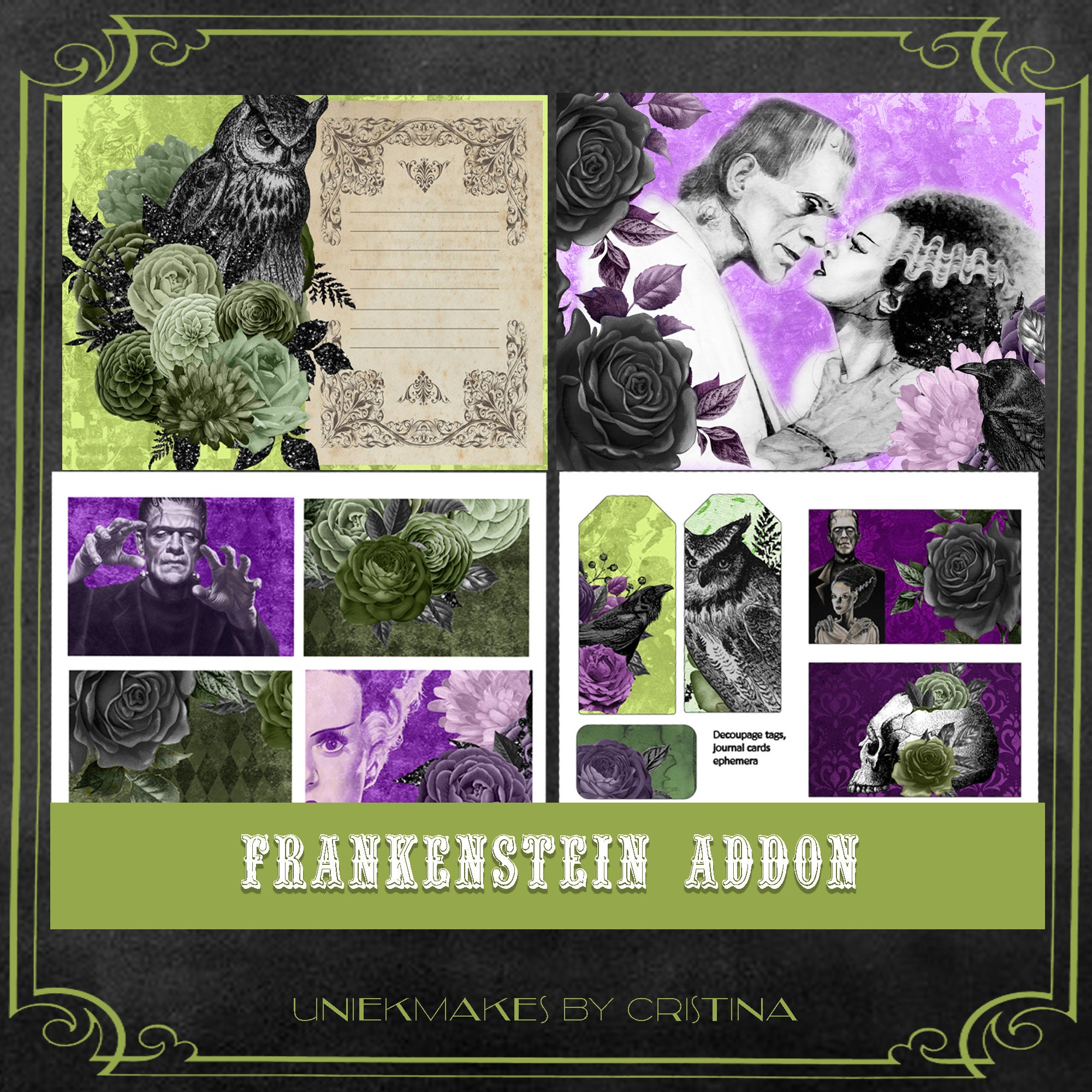 Frankenstein Junk Journal Kit, Digital, Download, Printable, Ephemera ...