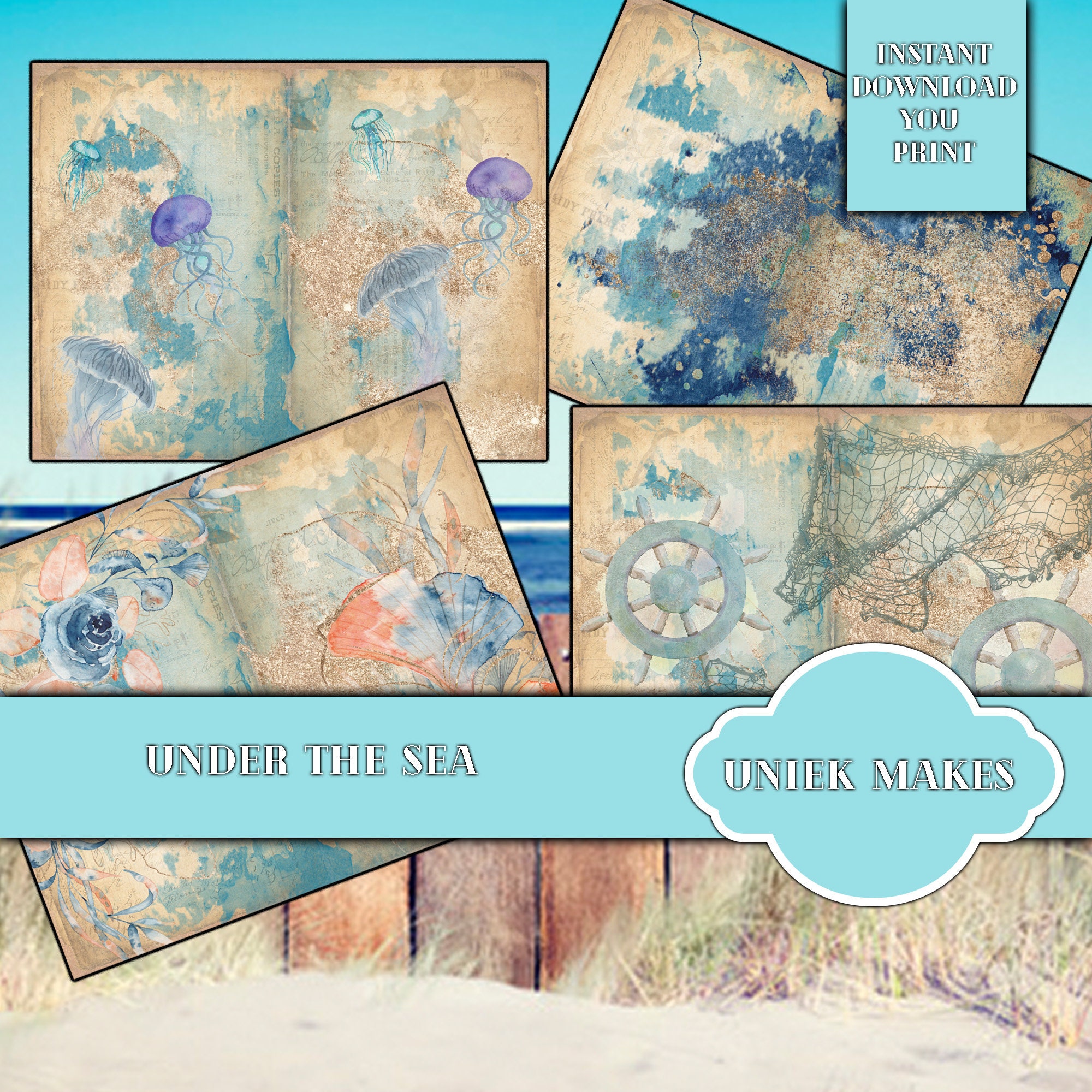 Under the Sea Background Pages Digital Download Printable - Etsy
