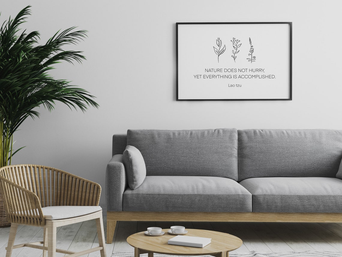 Minimalist Wall Art Printable, Inspirational Quote, Flower Line Art ...