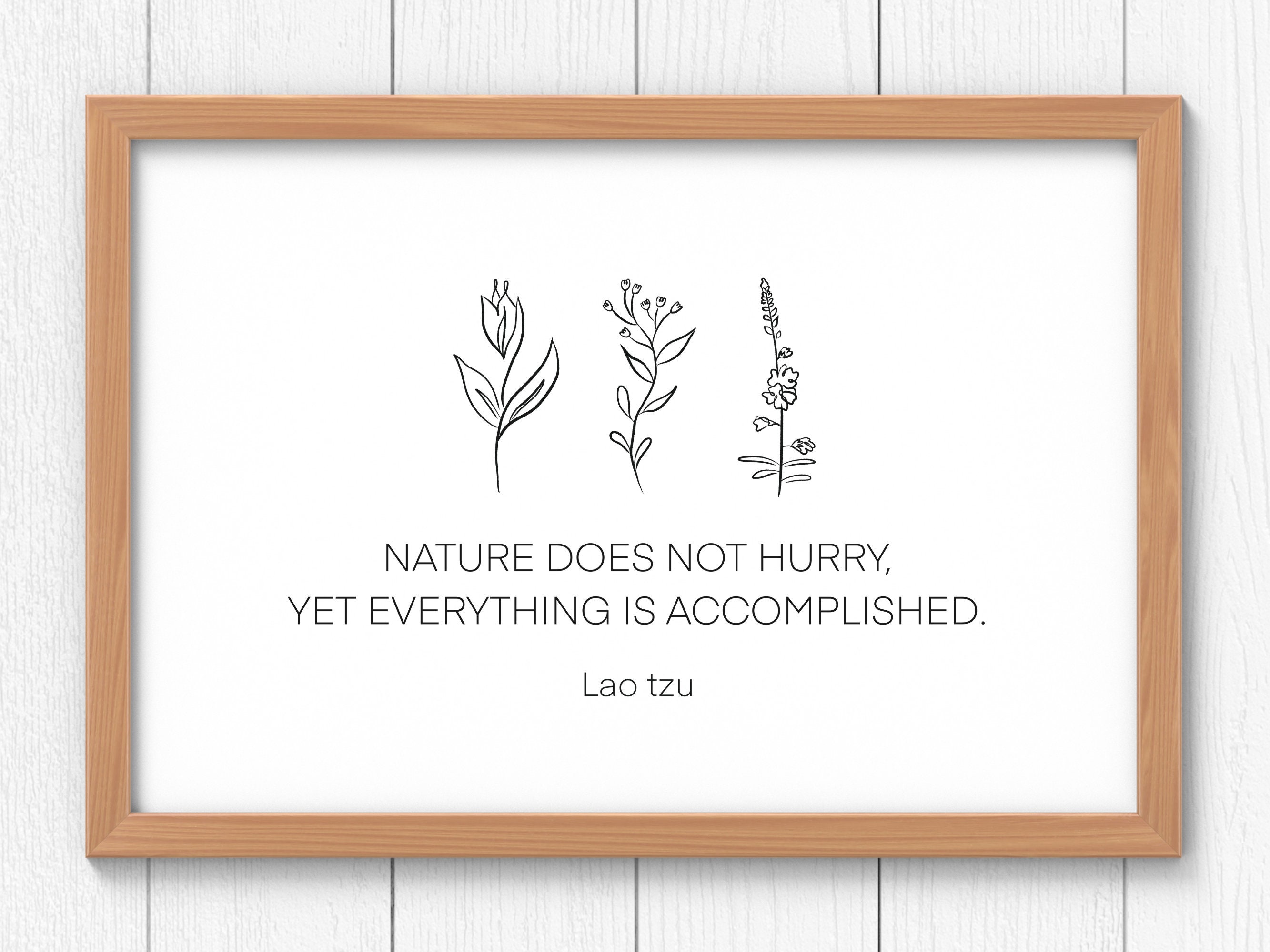 Minimalist Wall Art Printable, Inspirational Quote, Flower Line Art ...