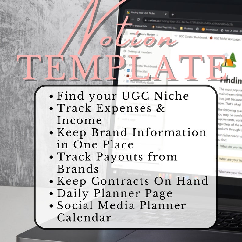 UGC Notion Template UGC Creator Template Content Creator Etsy de