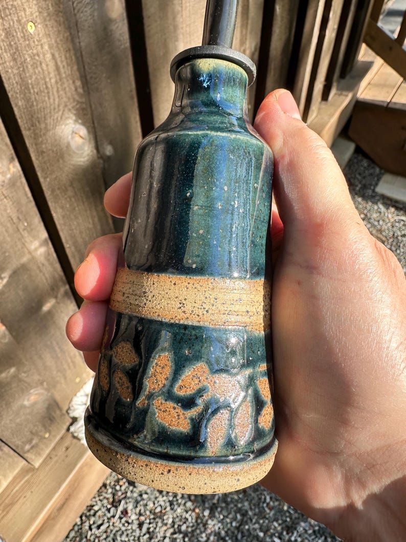 Small Stoneware Oil Dispenser: Farmhouse Pottery Cruet, Artisan Bottle ...
