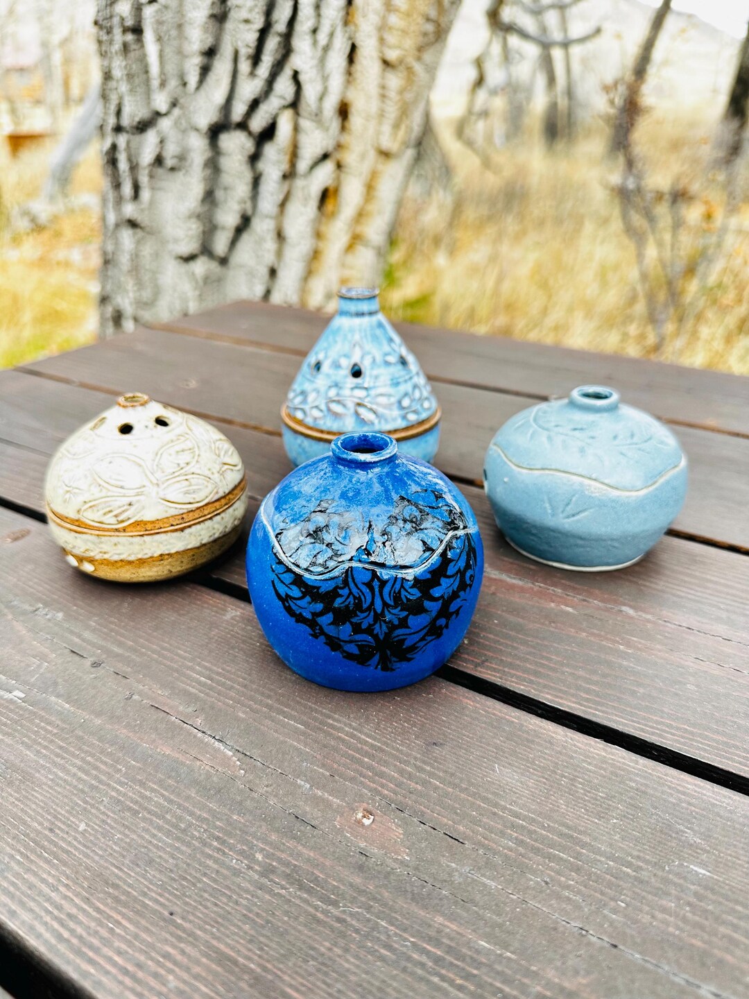 Incense Burner, Carved Tealight Luminary, Stoneware Burner, Unique Gift ...