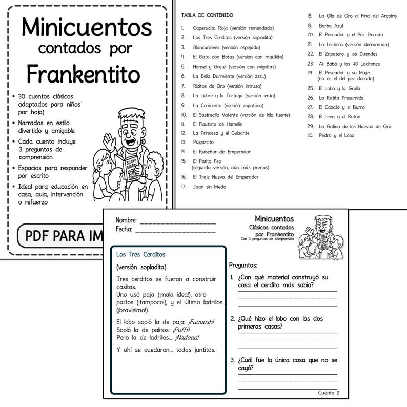 Mini Cuentos Con Preguntas De Comprensión – Grum, Skarval Y Frankentito ...