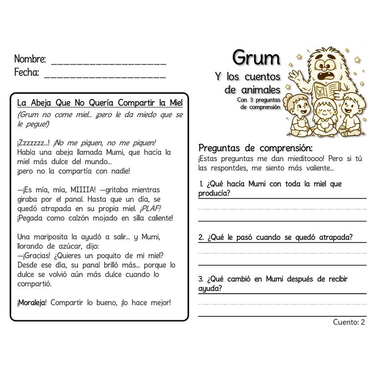 Mini Cuentos Con Preguntas De Comprensión – Grum, Skarval Y Frankentito ...