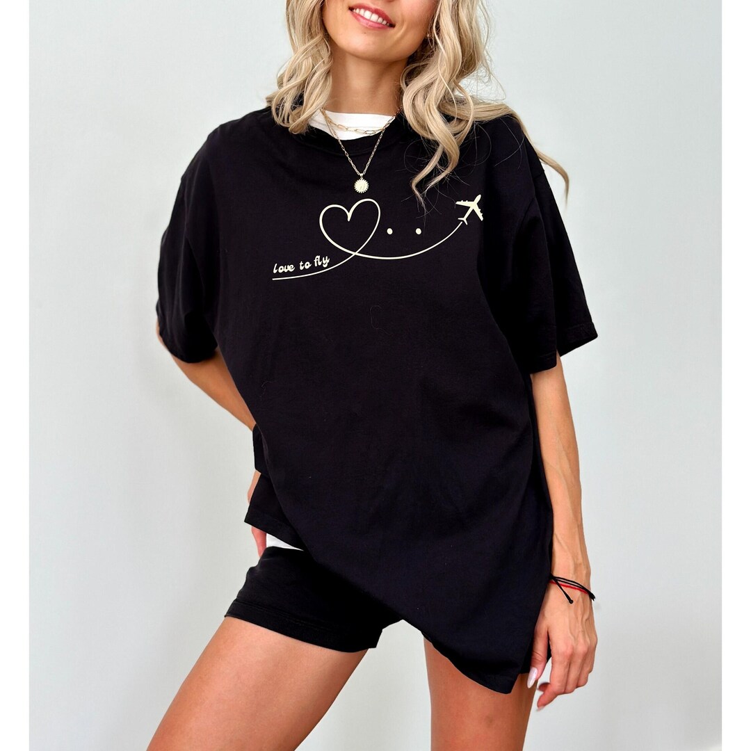 Aviation Pilot Heart Tshirt Love to Fly Shirt Female Pilot Gift Travel ...