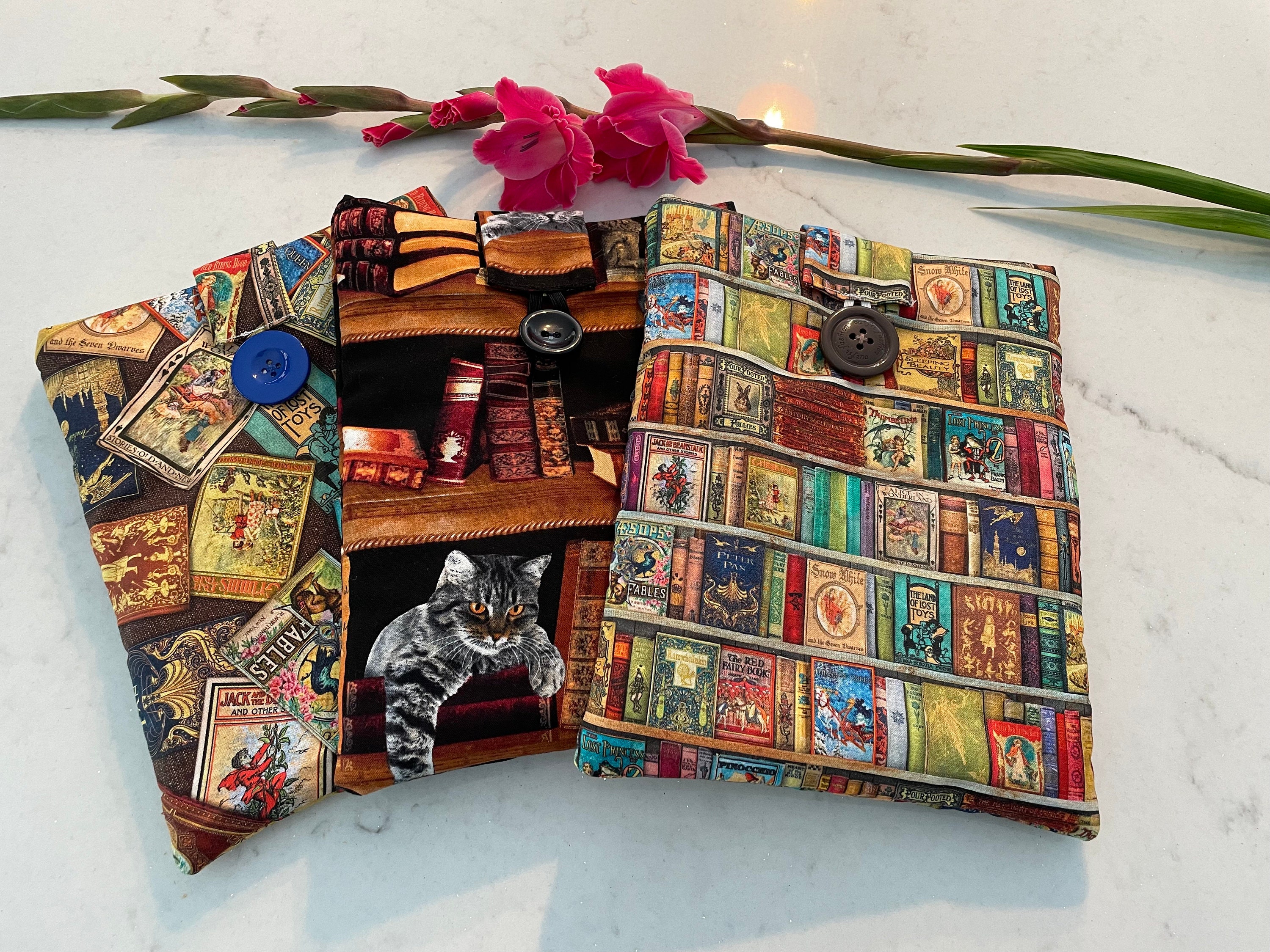 Books Themed Cotton Book Sleeves, E-reader Pouch - Etsy UK