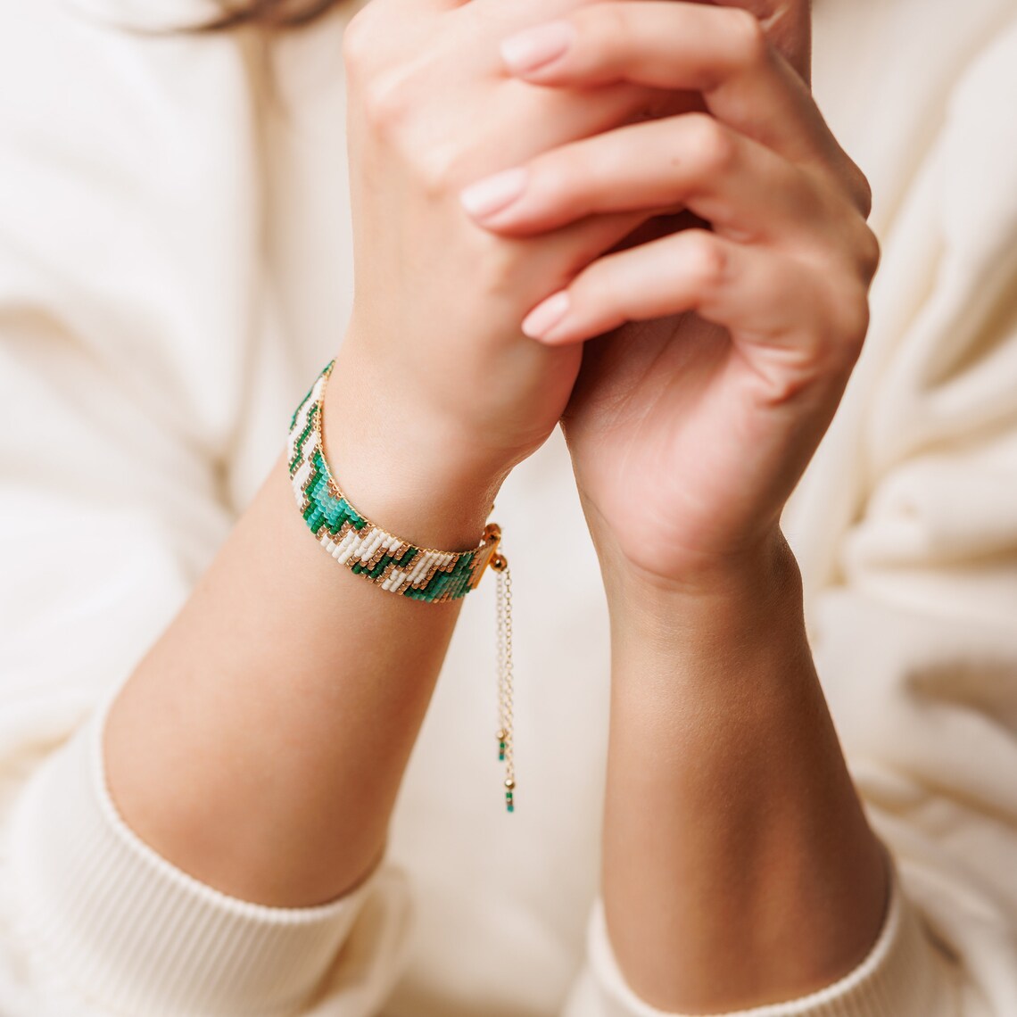 Emerald's Magic Bracelet,high-end Bead Loom Bracelet, Art Deco Style ...