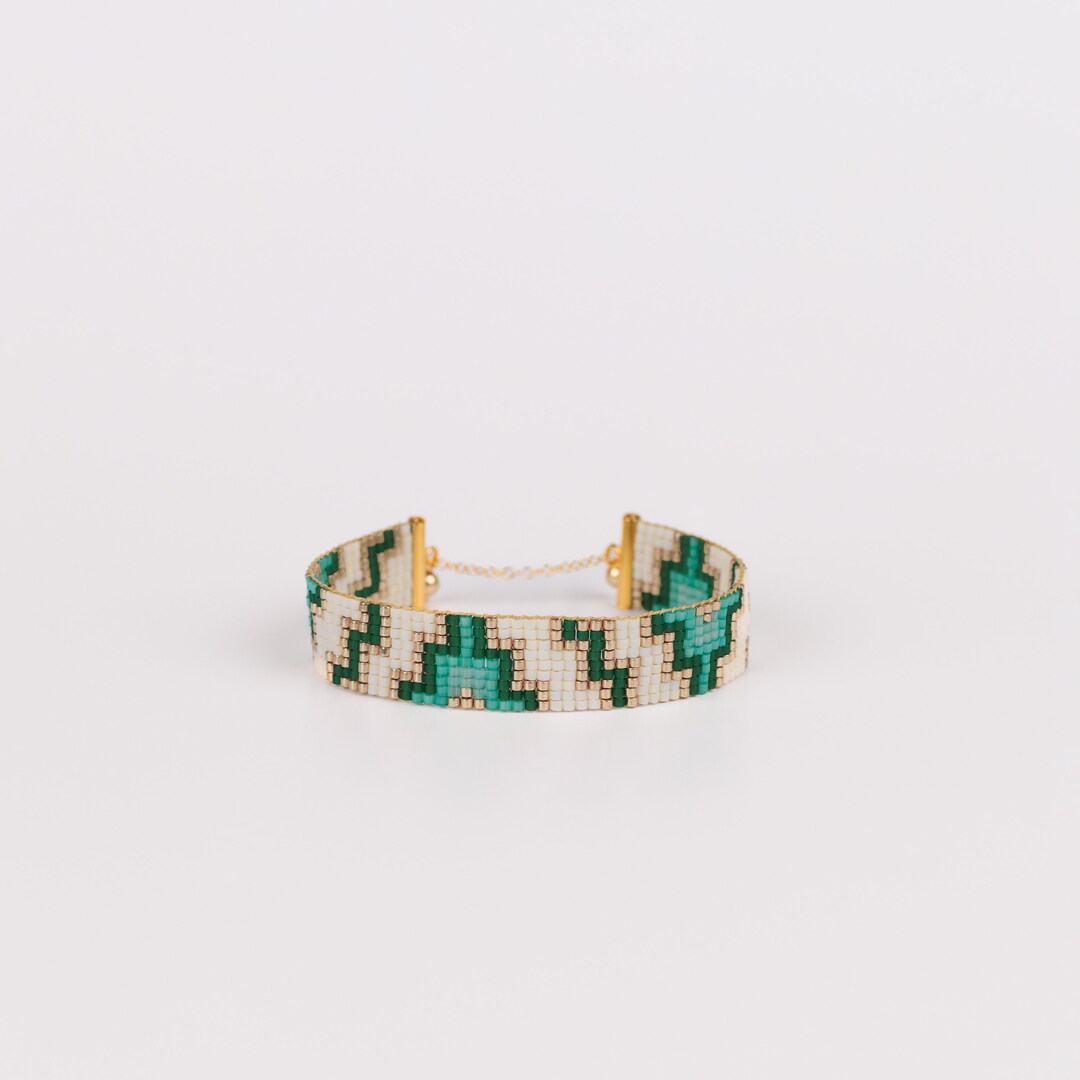 Emerald's Magic Bracelet,high-end Bead Loom Bracelet, Art Deco Style ...