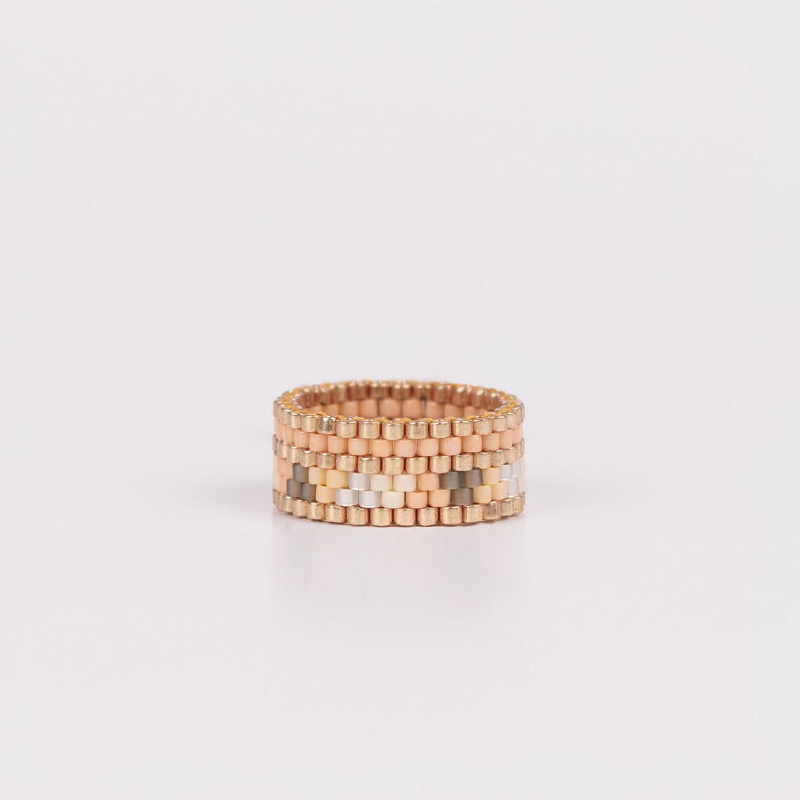 Blush - High-end Beaded Ring, Seed Bead Ring, Bead Woven Band Ring,seed ...