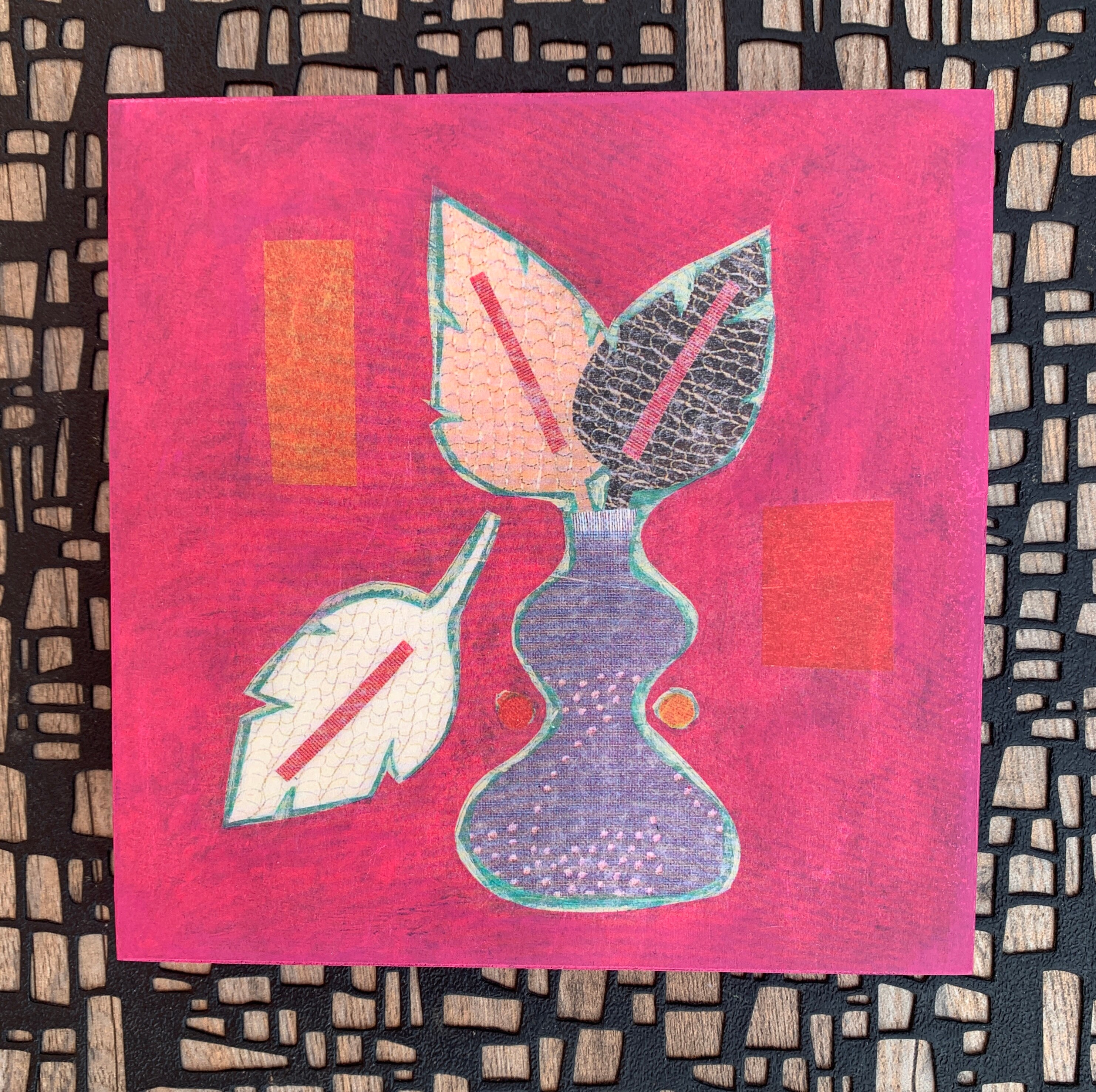 Collage Original Flowers in Vase, Collage Painting Original, Mixed ...