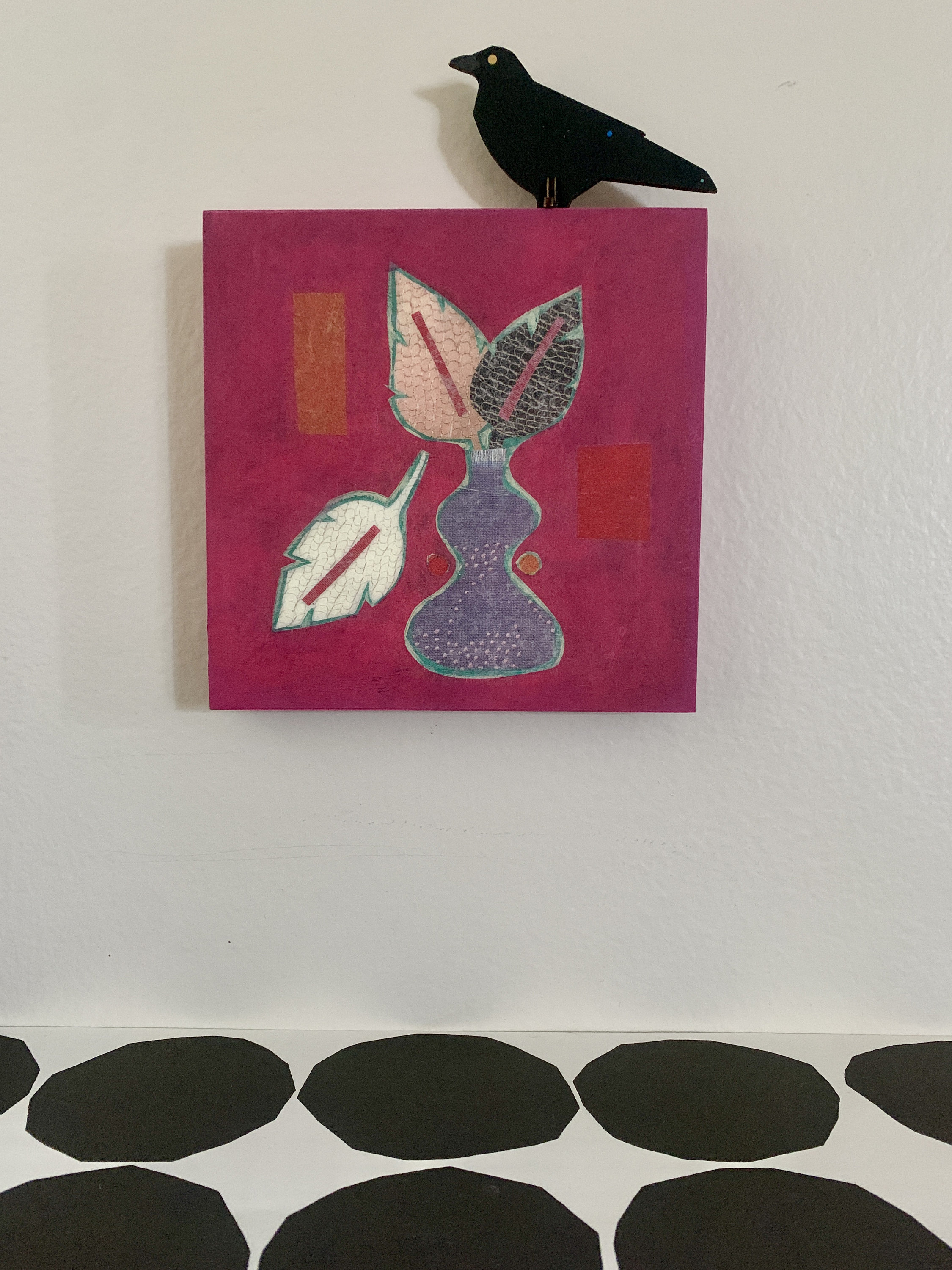 Collage Original Flowers in Vase, Collage Painting Original, Mixed ...