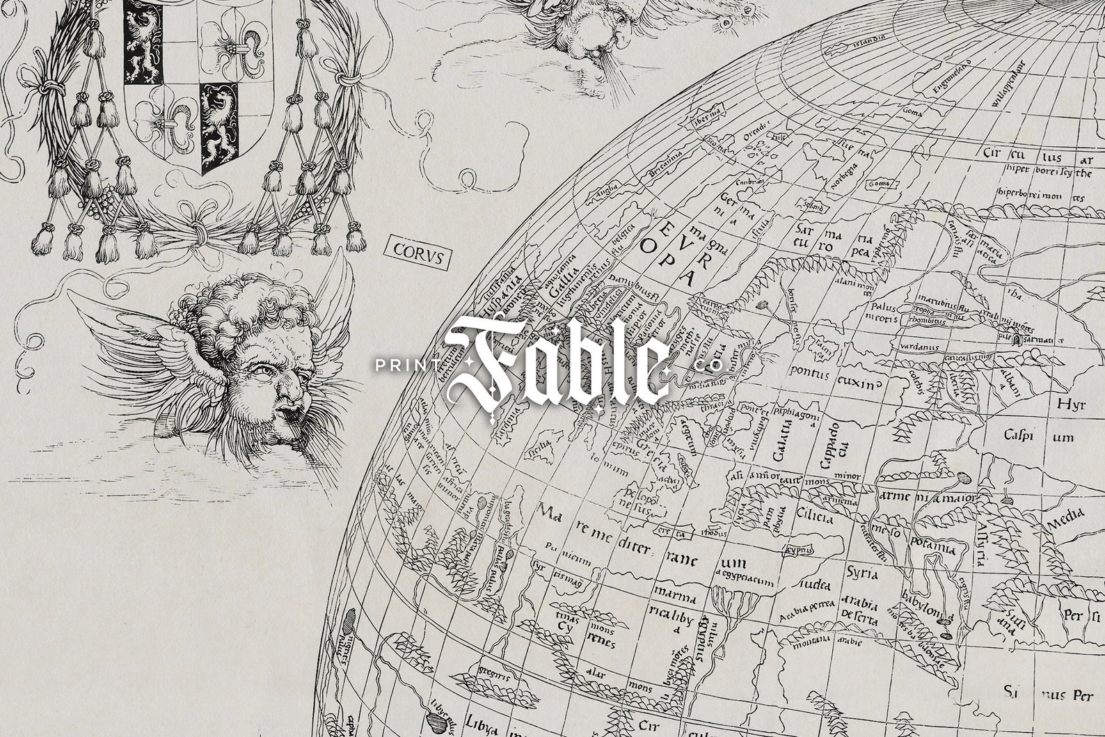 Vintage Map Set of 2 Illustrations | Antique World Map Prints ...