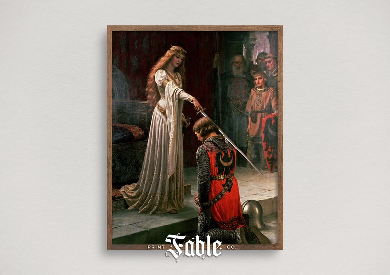 Becoming a Knight | Vintage Medieval Princess and Knight Painting ...