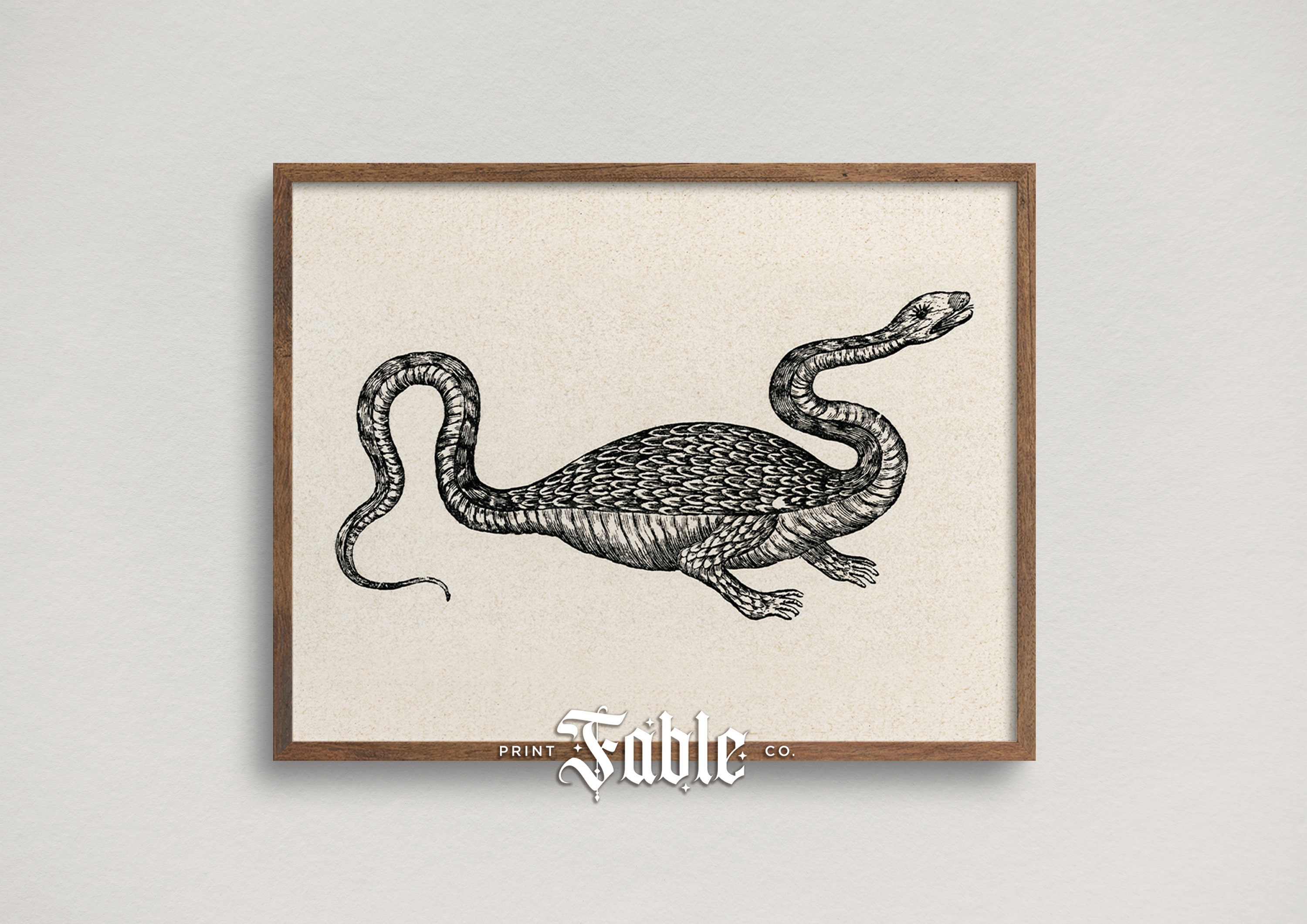 Medieval Creatures Set of 2 Illustrations | Antique Reptiles Art ...