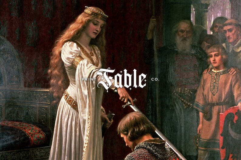 Becoming a Knight | Vintage Medieval Princess and Knight Painting ...