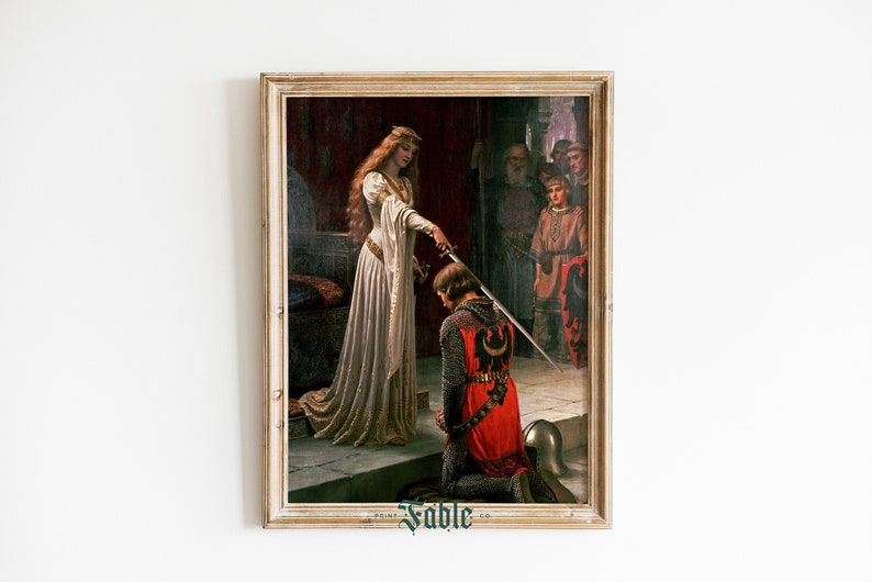 Becoming a Knight | Vintage Medieval Princess and Knight Painting ...