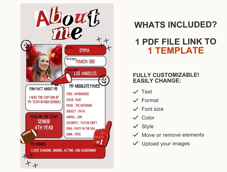 About Me Instagram Story for High School & College Team | Canva ...