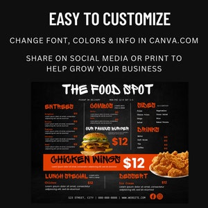 Black & Orange Restaurant Menu Template for Food Truck, Chef, Catering ...