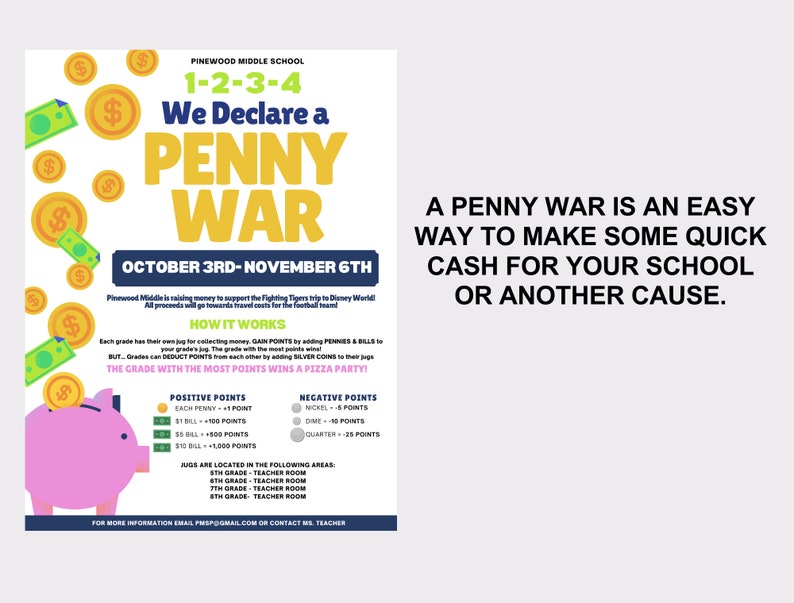 Penny War Fundraiser Flyer for School Coin Drive | Canva Template ...