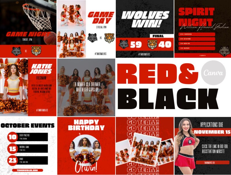 Sports Team Instagram Kit Social Media Posts Canva Template - Etsy