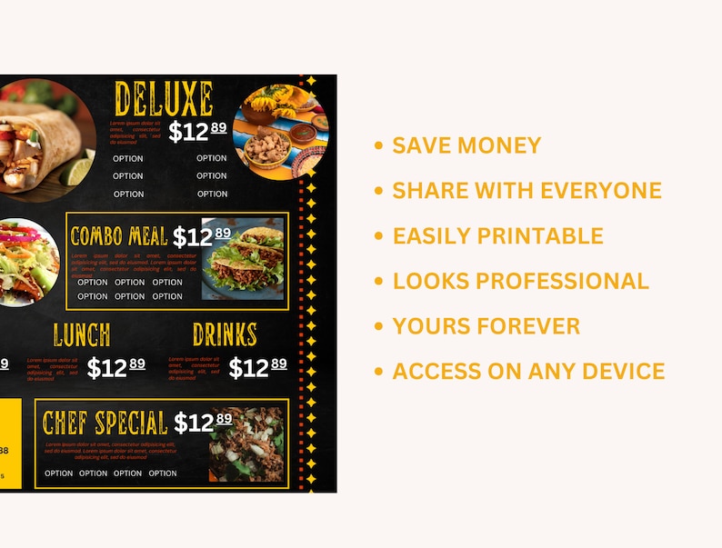 Mexican Restaurant Menu Canva Template | Editable & Printable | Food ...