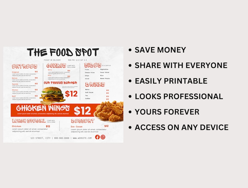 White Restaurant Menu Template for Food Truck, Chef, Catering | Canva ...