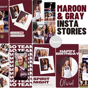 Maroon & Gray Sports Team Instagram Story Kit | Canva Template (digital ...