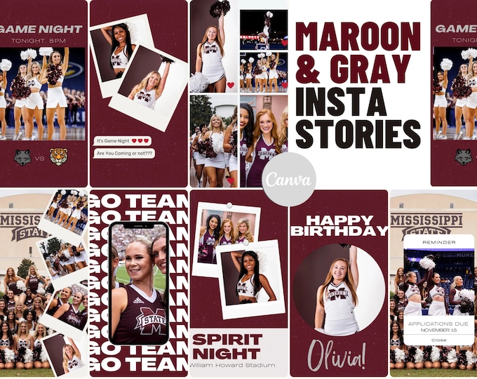Maroon & Gray Sports Team Instagram Story | Canva Template (digital ...