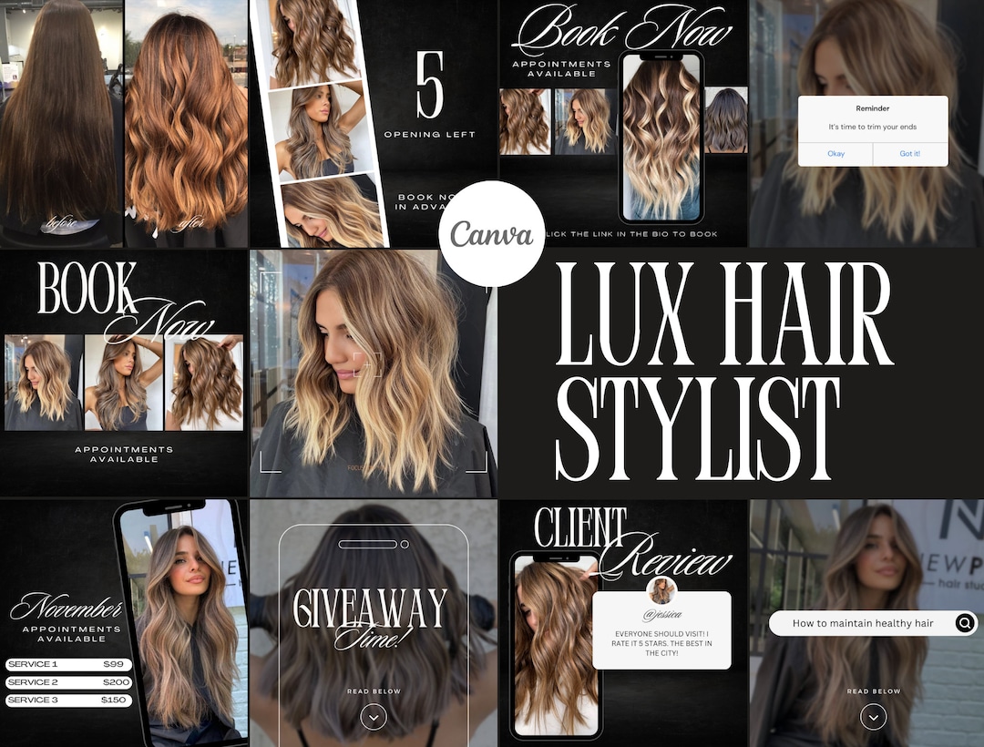 Lux Hair Salon Template | Canva Instagram Template for Hairstylist ...