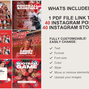 Red, Black, White Sports Team Instagram Kit | Social Media Posts ...