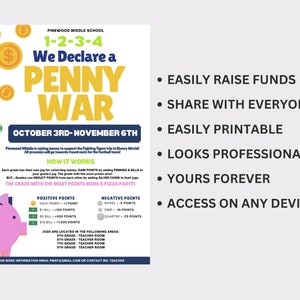 Penny War Fundraiser Flyer for School Coin Drive | Canva Template ...