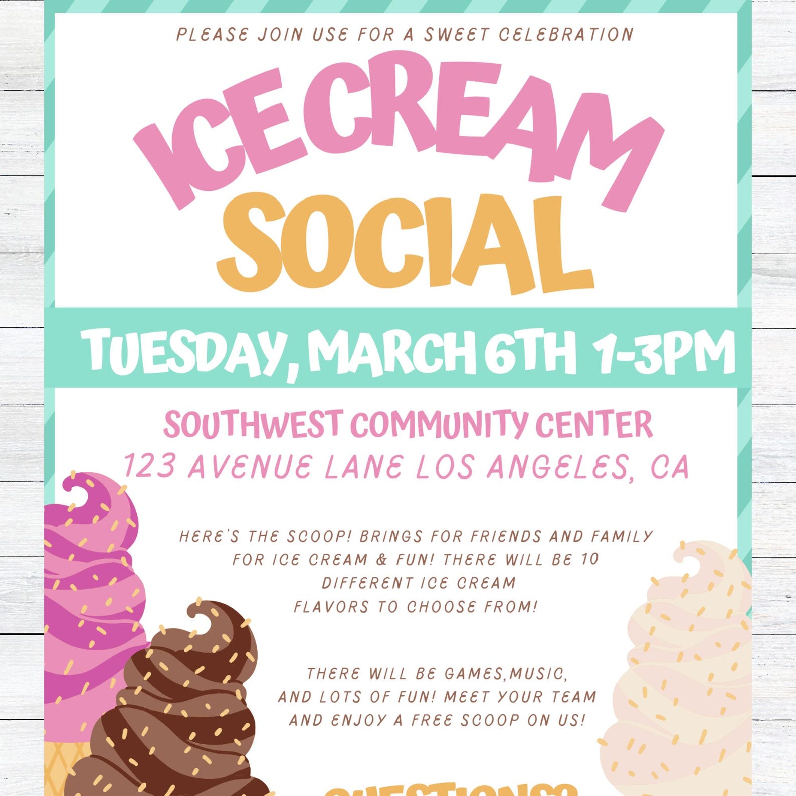 Ice Cream Social Flyer for School Fundraiser, Church, or Event | Canva ...