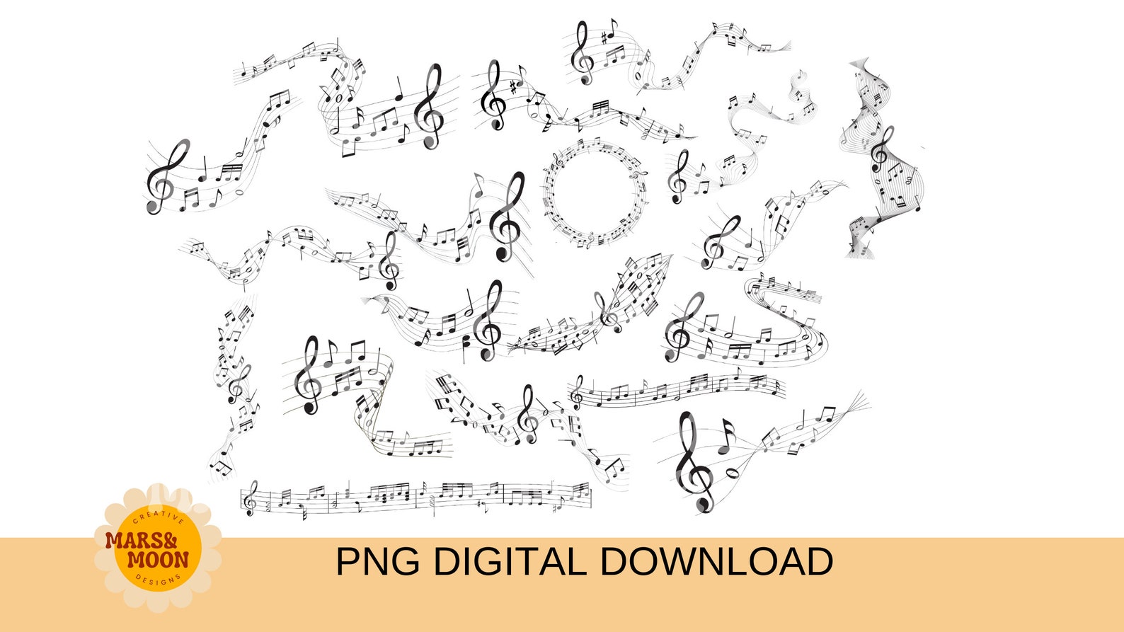 Music Notes PNG File Bundle Musical Notes PNG Band Music - Etsy